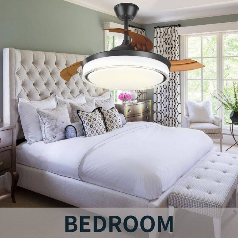 Modern 42 Inch Ceiling Fan with Lights and Remote, Dimmable LED, 6 ...