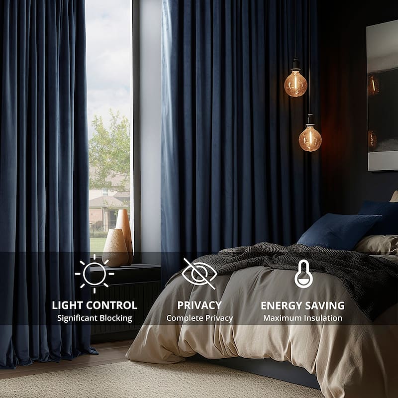 Exclusive Fabrics Signature Extra Wide Midnight Blue Velvet Blackout ...