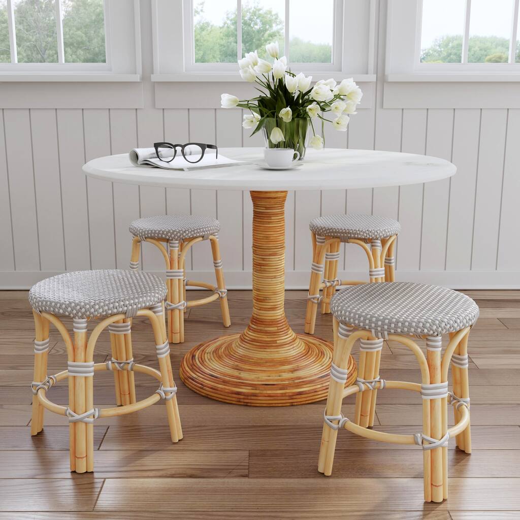 Tobias Rattan Round 18" Accent Stool - Overstock - 37364673
