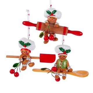 Gingerbread Chefs Rolling Pin Spoon Spatula Christmas Holiday Ornaments ...