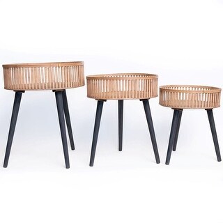 Bamboo Basket On Wooden Tripod Legs Plant Stand (Set Of 3) - Bed Bath ...