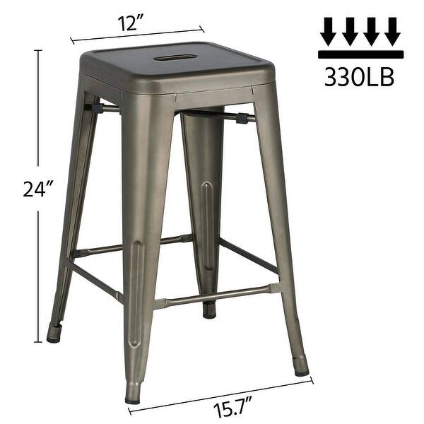 24inch Metal stools Vintage Counter Height Kitchen Barstools Set of 4 ...