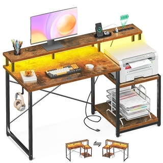 Computer Desk Reversible Desk with Monitor Shelf & Headphone Hook - Bed ...
