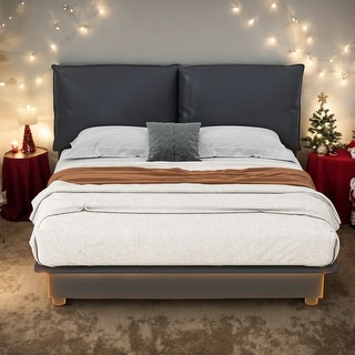 Queen Size Upholstered Platform Bed with Sensor Light and Ergonomic ...