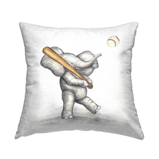 Stupell Elephant Baseball Player Fun Animal Printed Outdoor Throw ...