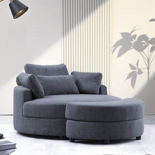 Large round chair with storage linen fabric - Bed Bath & Beyond - 40845077