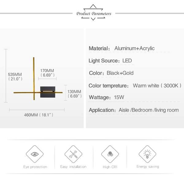 Gold Minimalist Linear Aluminum Wall Lamp for Corridors Hallways - L21 ...