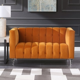 57" Velvet Tuxedo Arm Sofa with Acrylic Legs - Bed Bath & Beyond - 36986687
