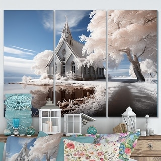 Designart "Church Landscape Divine Grace" Spiritual Canvas Wall Art Set ...