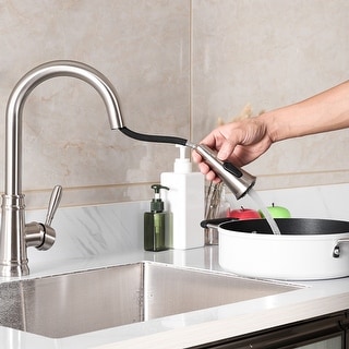 Single Handle High Arc Kitchen Faucet Ceramic Disk Cartridge Brushed ...