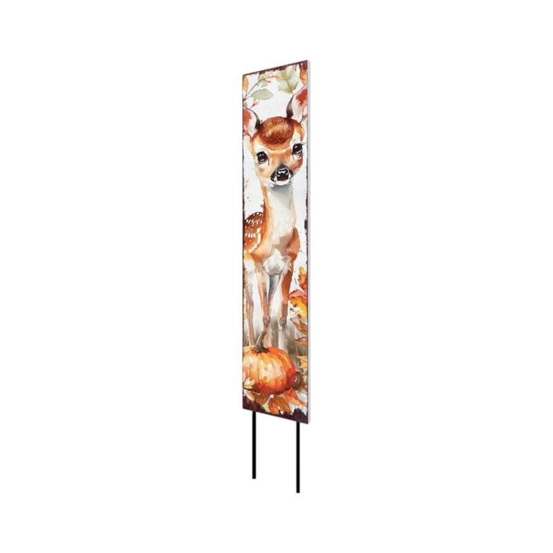 HomeRoots 42" White And Brown Solid Wood Fall Deer Garden Stake ...