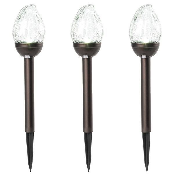 Soltoostar Solar 3 Pack Crackled Glass Flame Shaped LED Ligjht - Bed ...