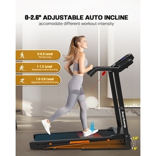 Foldable Treadmill with Incline Handrail Controls Speed and APP - Bed ...