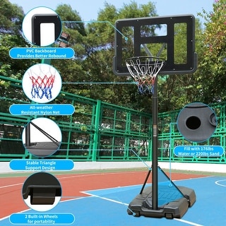 Height Adjustable Basketball Hoop 6.6ft - 10ft with 44 Inch Backboard ...