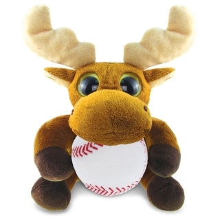 DolliBu Big Eye Moose Stuffed Animal with Baseball Plush Toy - 6 inches ...