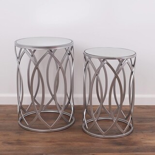 Silver Nesting Tables - Modern Side Table Set - Mirrored Accent Table ...