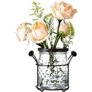 Glass Flower Jar with Metal Frog Decorative for Home - Bed Bath ...