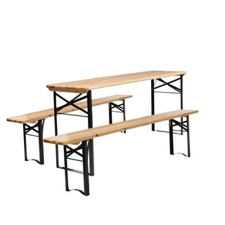 Picnic Combo 3PCS Set, 5.8FT Wood Table and Bench Set - 70"(L) x 19.7 ...