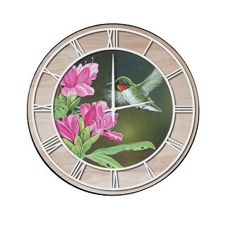 Wall Clock with Natural Woodgrain Accent - Opening Day Hummingbird ...