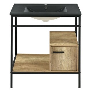 Merax 30" Metal Frame Bathroom Vanity with Single Sink - Bed Bath ...
