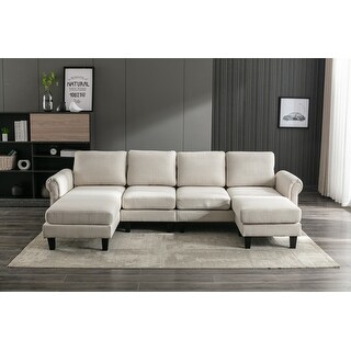 108" Sleeper Sofa, Multiple Cushions, 2 Ottoman Included, Rolled Arm ...