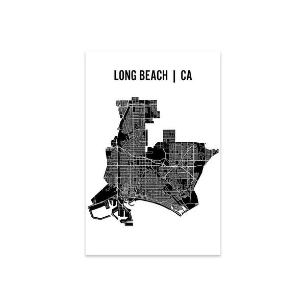 Long Beach Map Print On Acrylic Glass by Mr. City Printing - Bed Bath ...