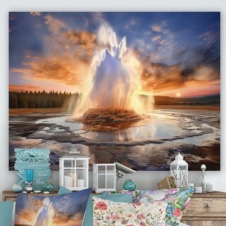 Designart "Volcanic Eruption At Sunset" Geyser Wall Art - Bed Bath ...