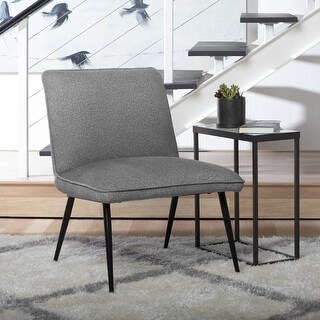 Home Modern Niche Armless Accent Chair with Black Metal Legs and Grey ...