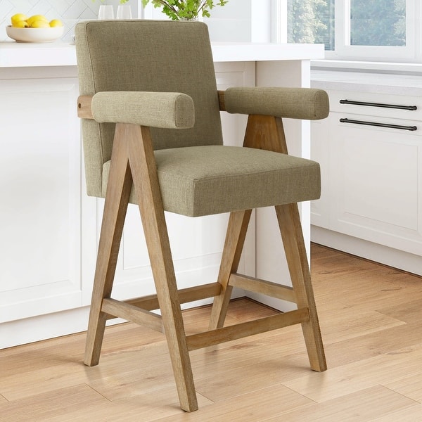 Linen Counter Stool with Arms - Bed Bath & Beyond - 39072567