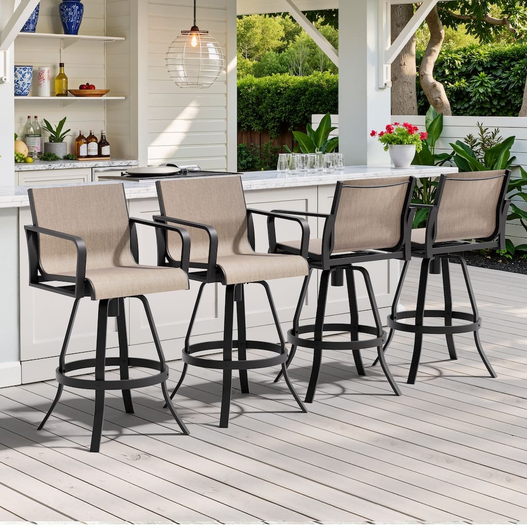 Outdoor All-Weather Swivel Patio Bar Stools With Arms(Set of 2/4/6 ...