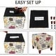 Floral Printed Linen Cube Footstool with Wood Legs, 16.3" Ottoman for ...