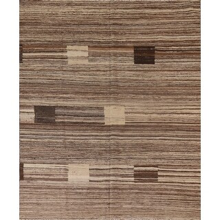 Geometric Kilim Modern Square Area Rug Hand-Woven Wool Carpet - 6'1" x ...