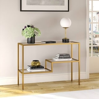 Traditional Two Tier Metal Console Table in Gold and Brass Finish - 54 ...