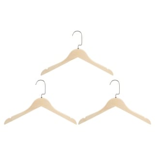 3pcs Wooden Suit Hangers Round Head Non-Slip with Stainless Steel Hook ...