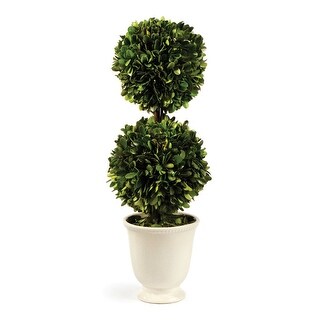 Boxwood Double Faux (Fake) Ball Topiary In Beaded White Pot - Bed Bath ...