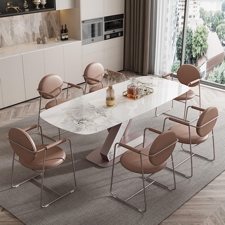 JASIWAY Light Luxury Style Sintered Stone Dining Table - Bed Bath ...