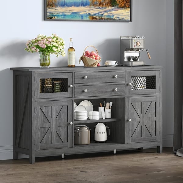 Moasis Farmhouse Buffet Cabinet with Storage, 2 Drawers Sideboard for ...