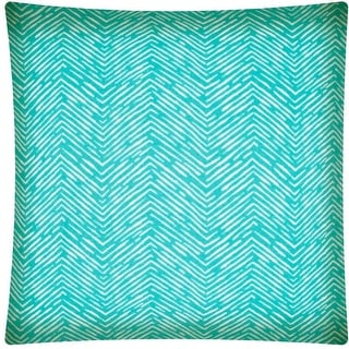 HomeRoots 17" X 17" Turquoise And White Blown Seam Zigzag Lumbar Indoor ...
