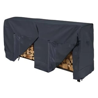 Black Outdoor Firewood Rack Cover - Fits 8-ft. Log Rack - 96”L x 24”W x ...