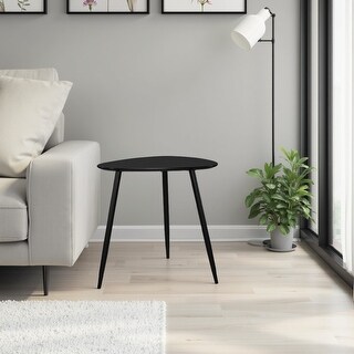 Deso Side End Table, 20 Inch Triangular Black Mango Wood, Metal Legs ...