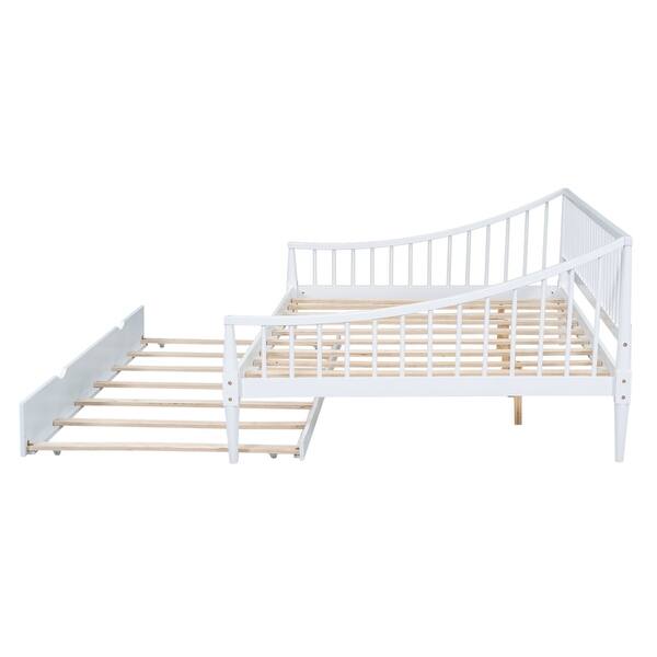 Fence Daybed Frame with Rails 3 Sides and Pull-out Trundle Bed - Bed ...