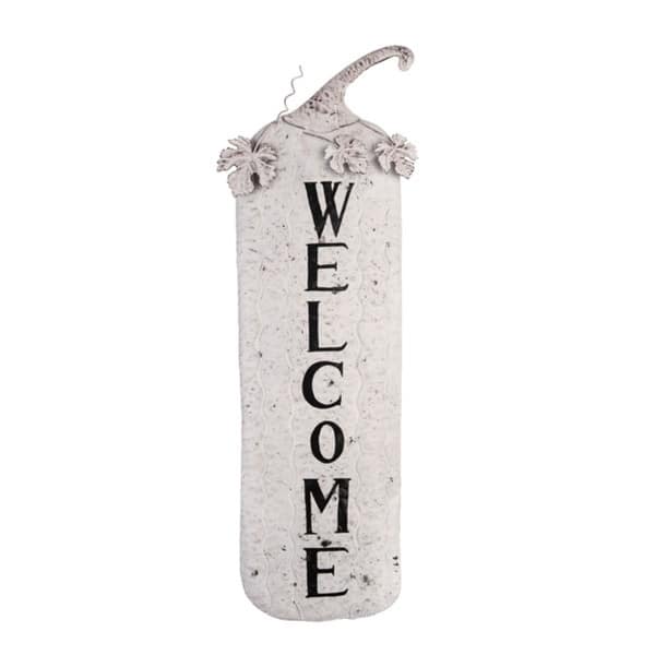 Metal Welcome Pumpkin Decor - White Tabletop Figurines for Fall - Bed ...