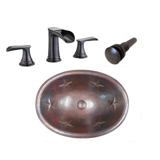 19" Oval Rustic Copper Bath Sink with STARS Design, Matching Faucet ...