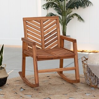 Outdoor Patio Rocking Chair with Chevron Design, Brown - Bed Bath ...