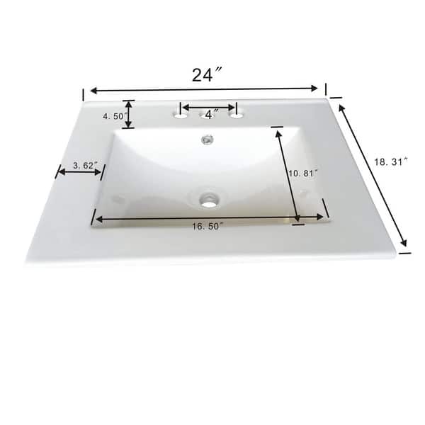 Luke Bathroom Sink 24 in. White Porcelain Drop In Sink with 4 in ...