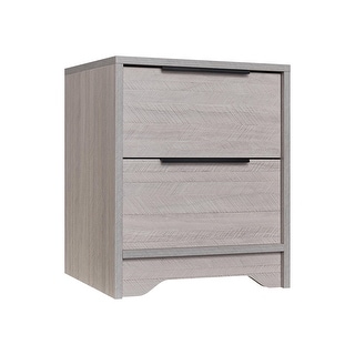 Grey Solid Wood Bedside Table with 2 Drawer Storage Drawers - Bed Bath ...