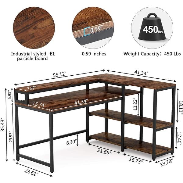 Tribesigns 55/53 inch Reversible L Shaped Computer Desk with Storage ...
