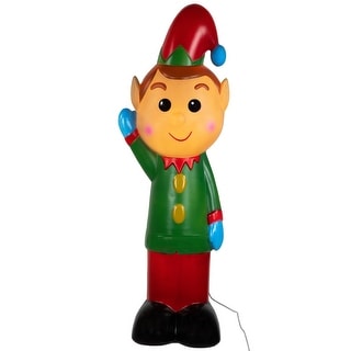 40" Lighted Blow Mold Elf Outdoor Christmas Decoration - Green - Bed ...