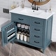 36 Inch Bathroom Vanity with Ceramic Sink Top, Solid Wood Frame, MDF ...
