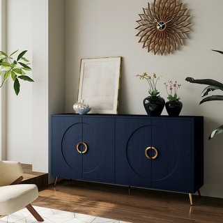 Modern Lacquered 4-Door Wooden Sideboard Buffet Cabinet with Adjustable ...